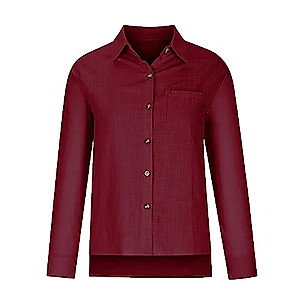 JDHUFEI Womens Casual Button Down Shirts 2023 Fall Linen Plus Size Tops Long Sleeve Business Blouse Flannel Plaid Jackets