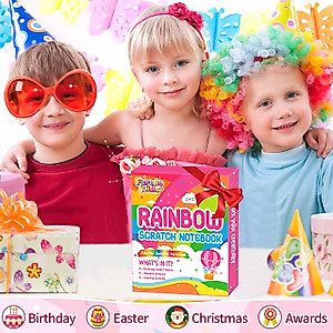 FEREDO KIDS Birthday Party Favors: 4 Pack Rainbow Scratch Notebook Bulk Party Favors for Kids Goodie Bags Prize Box Toys for Kids Classroom School Supplies Christmas Gifts Kids Crafts