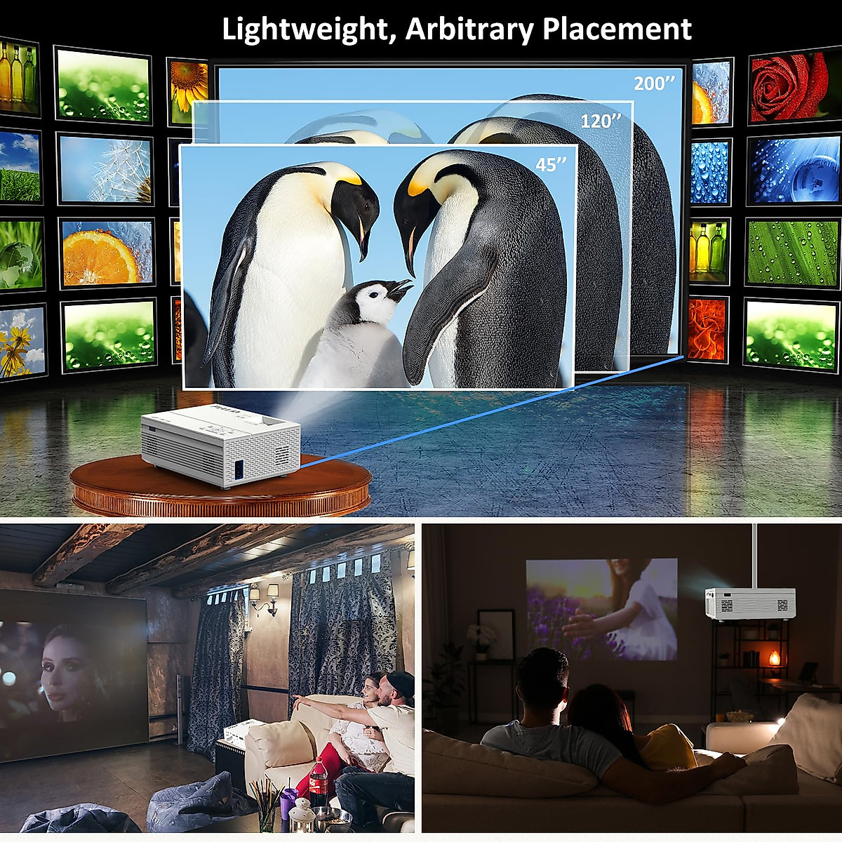 WiFi and Bluetooth Mini Projector - Video Projection Screen for Home ...