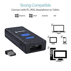 Eyoyo Mini 1D Wireless Barcode Scanner Bluetooth,3-in-1 Bluetooth&2.4G Wireless&Wired Connection, Portable Inventory Bar Code Reader Compatible with iPhone, Android, Windows, Mac Tablets or Computers