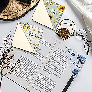 18 Pieces Personalized Flower Corner Bookmark Felt Triangle Page Corner Handmade Bookmark Cute Flower Book Marker Clip for Book Lovers Bookmarks for Women Girls Adults Kids Christmas Gift