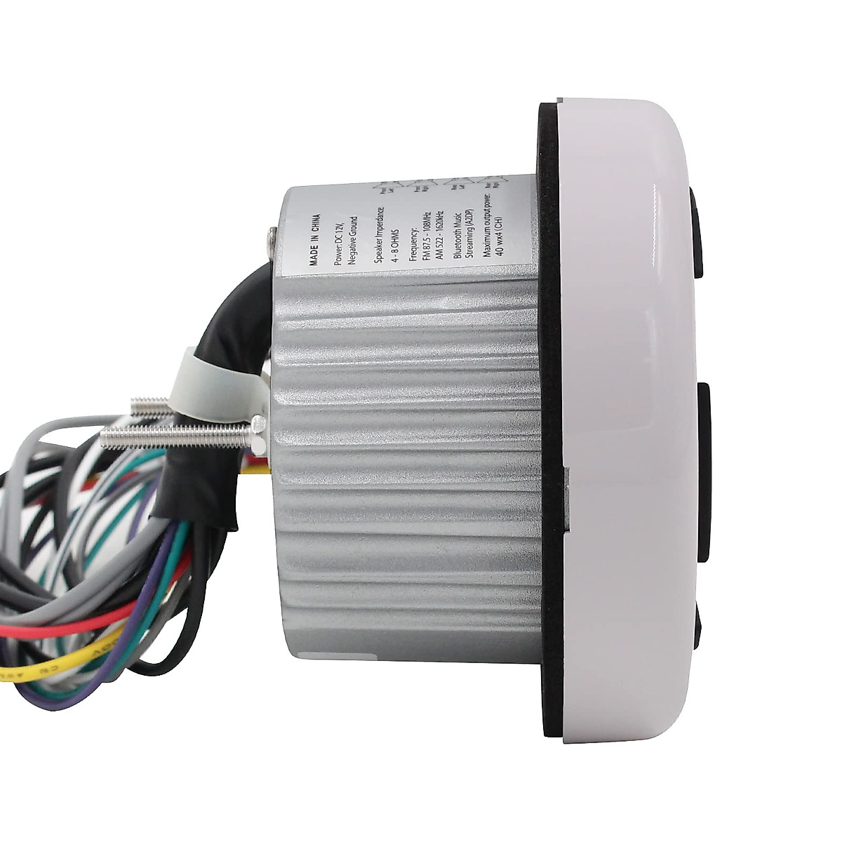 Herdio Round Waterproof Marine Radio - 4 x 40 W Boat in Dash Gauge Stereo Receiver Compatible with Bluetooth, AM FM, 2.75 Inches Digital LCD, USB, AUX, RCA (White)