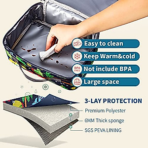 Lunch Bag Kid,Dinosaur Lunch Box For Kids Boys Insulated Lunch Bag For Toddler,Reusable Lunch Bag With Waterproof Liner,Soft Lining Keeps Food Fresh In School Lunchboxes，Small Portable Lunch Bag