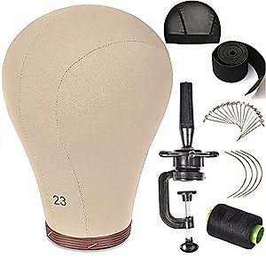 ZGCY 23 Inch Wig Head Cork Canvas Block Head Mannequin Head With Stand for Making Wigs (21''-24''INCH)