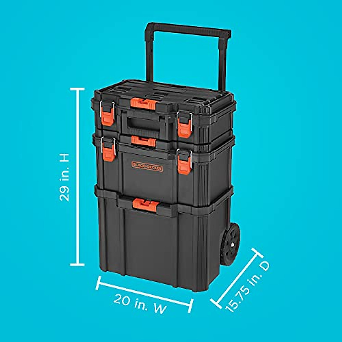 beyond by BLACK+DECKER BLACK+DECKER BDST60500APB Stackable Storage System - 3 Piece Set (Small Toolbox, Deep Toolbox, and Rolling Tote)