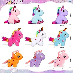 12pcs Mini Plush Unicorn Stuffed Animals Unicorn Party Favors Bulk Toys Plush Keychain Set for Goodie Bag Fillers Birthday Thanksgiving Xmas School Gift