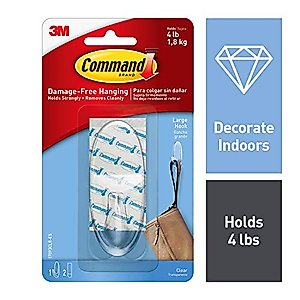 Command 17093CLR 3M-167030-6pk, 6 Hooks, Clear-Indoor