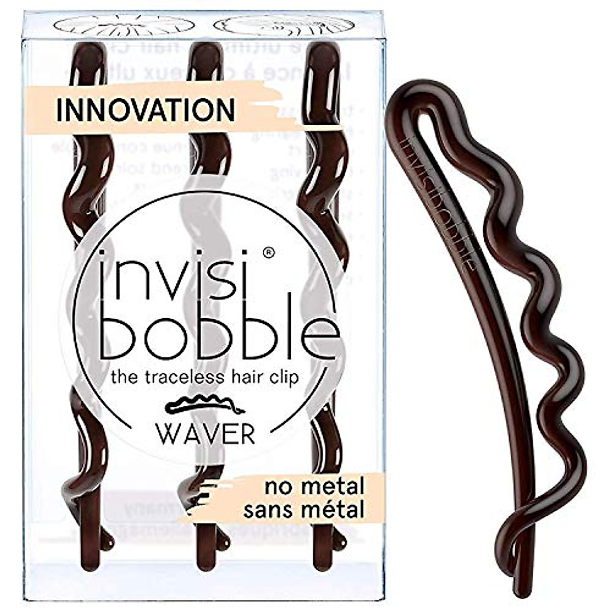 invisibobble Traceless Waver Hair Clip - Pretty Dark - Strong Elastic Grip Coil Hair Accessories for Women - No Kink, Non Soaking - Gentle for Girls Teens Toddlers and Thick Hair