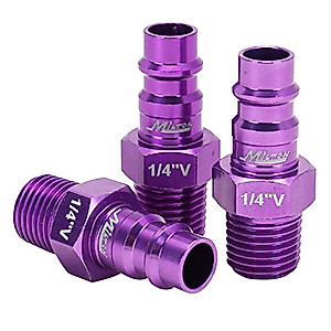 Milton ColorFit Coupler & Plug Kit (5 Piece), Hi-Flo V-Style 1/4 NPT Purple, S-305VKIT