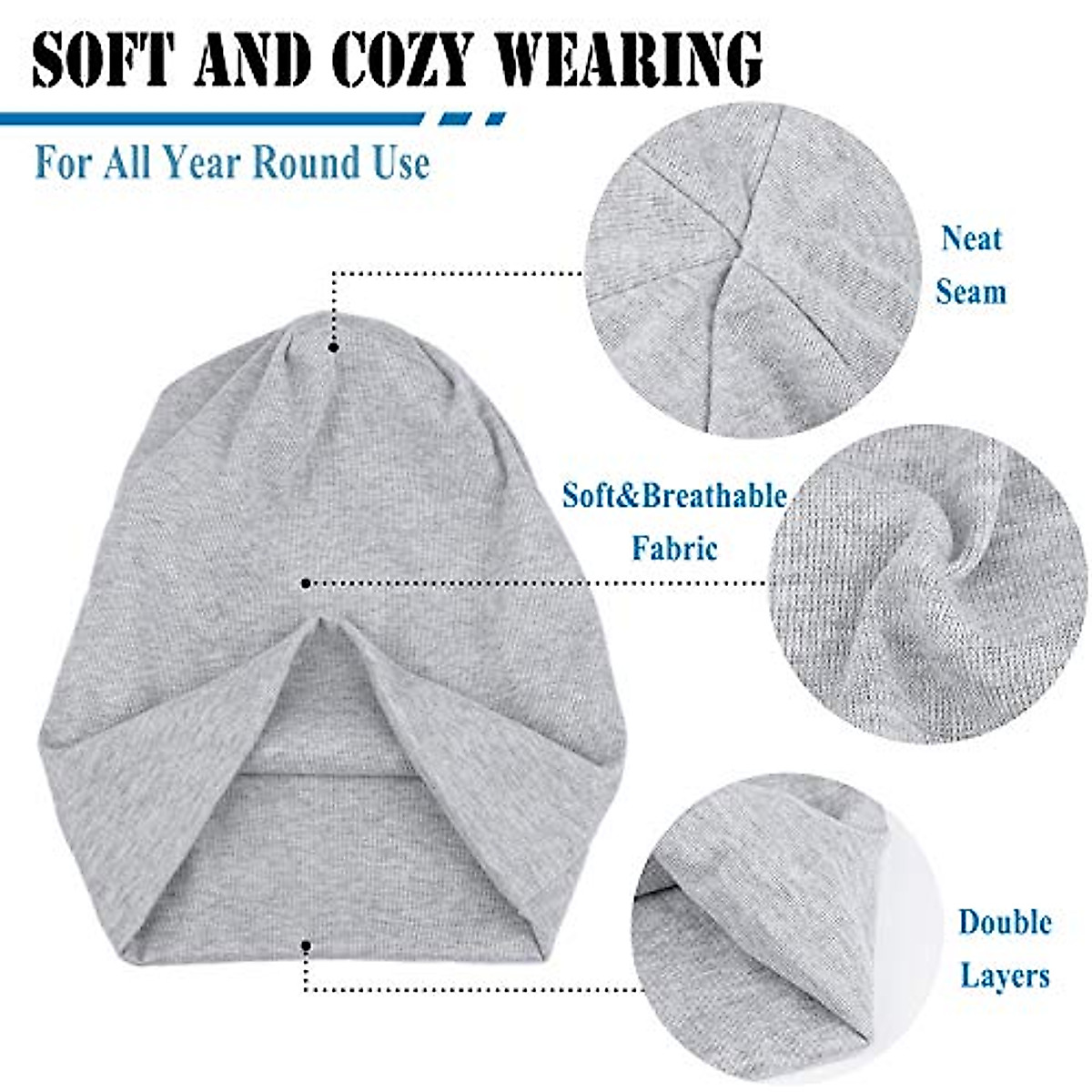 ELLEWIN Slouchy Beanie Hip-Hop Hats Cap for Men Women Soft Lightweight Running Adult Beanie Hats