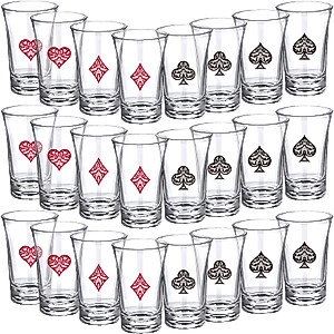 Chuangdi 24 Pcs Casino Party Favors 1.2 Ounce Acrylic Shots Glass for Adults Poker Game Night Party Decoration Funny Shot Glasses for Vegas Theme Party Decoration Casino Birthday Party Decoration