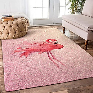 Watercolor Pink Animal Flamingo Area Rug Animal Kitchen Rugs Non-Slip Soft Doormats Bath Carpet Floor Area Rugs Indoor Outdoor Rug for Home Dining Living Room Bedroom Flamingo Tropical Area Rug