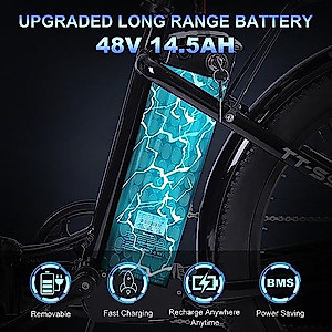 GELEISEN Electric Bike for Adults, 750W 28MPH Electric City Cruiser Bicycle, 26" x 3.0 Fat Tire Step-Thru Ebike with 48V 14.5AH Removable Battery, Professional 7-Speed Folding Electric Commuter Bike