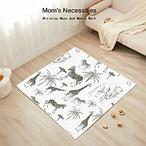 Insular Baby Splat Mat for Under High Chair/Arts/Crafts, Anti Slip and Waterproof Splash Mat for Floor, Portable Picnic Mat, 51x51 Inch, Safari