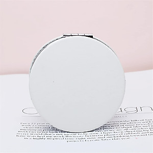 Zcooooool Makeup Mirror, 6.7 cm Round Folding Mirror, Professional Double-Sided Makeup Mirror (one Side Enlarged, The Other Side Normal) PU Surface Mirror