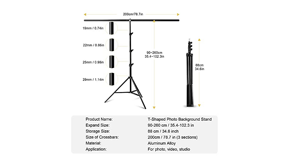 Meking T-Shape Photography Backdrop Stand | Versatile Studio Support