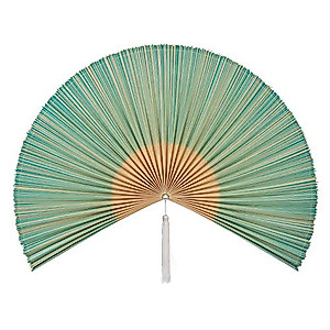 Artera Large 60" Bamboo Folding Wall Fan - Solid Red Plum Unpainted - Original Wall Fan (Two Tone- Blue)