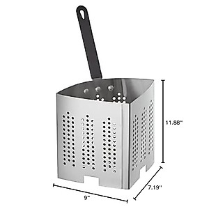 Soro Essentials – 3 qt. Stainless Steel Pasta Cooker Inset - Pasta Strainer Inset for Pot Strainer Inset for Stock Pot Noodle Strainer Blanching Basket for Seafoods and Vegetables