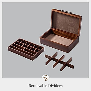 Shanik Wooden Jewelry Box - Jewelry Holder with Removable Divider -Large Jewelry Organizer Case for Necklace, Earrings, Rings & Bracelets - For Men & Women-Without Engraving