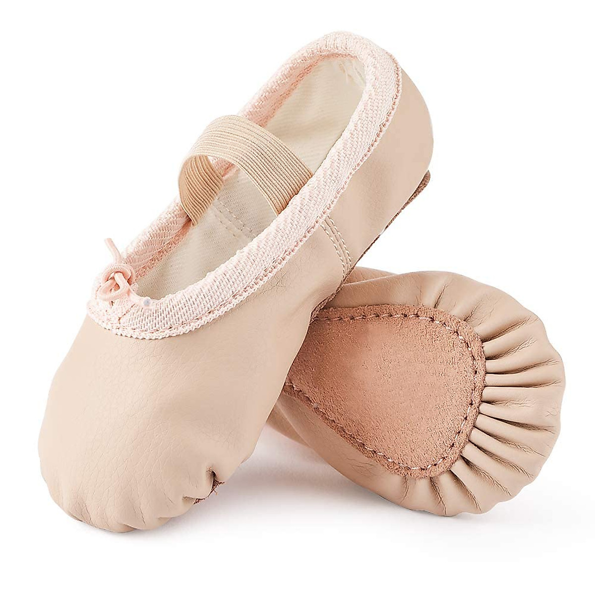 Toddler Ballet Shoes Baby Ballet Slippers Leather Full Sole Girls Kids Dance Ballerina Shoes(Beige/4.5 Toddler)