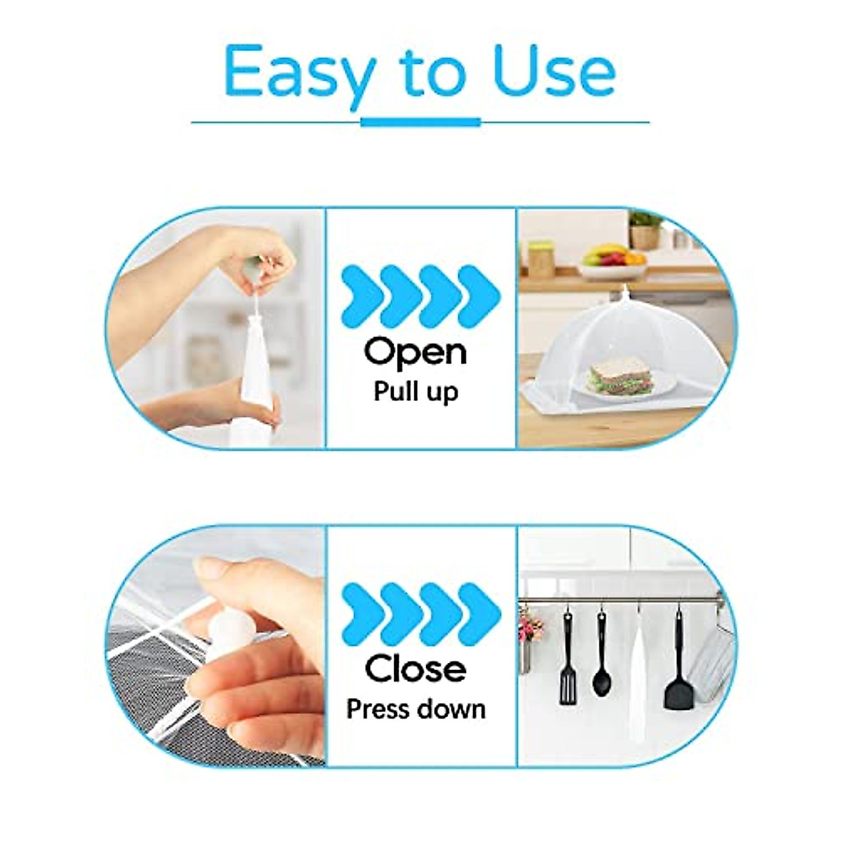 Comforer 4 Pack Food Cover Mesh Food Tent, 2 * 17 Inches and 2 * 14 Inches, Pop-Up Umbrella Screen Tents, Collapsible and Reusable Patio Net for BBQ, Picnics, Parties, Camping, Outdoor