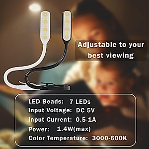 BaHoki Essentials Book Clip Lamp - Small Size Rechargeable LED Clip On Flash Light - Book Light for Reading in Bed