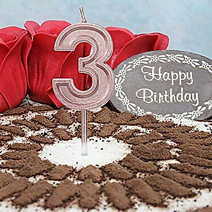 LUTER Rose Gold Glitter Happy Birthday Cake Candles Number Candles Birthday Candle Cake Topper Decoration for Party Kids Adults (Number 1)