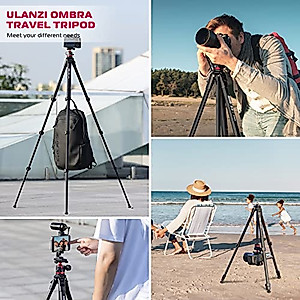 ULANZI MT-55 Ombra Travel Tripod, 62.2" Professional Camera Video Tripod, Aluminum Tripod W/ 360° Ball Head&Quick Release Plate, Max Load 17.6 LB for Nikon Canon DSLR Camcorder, Phone Holder Included