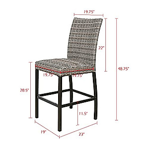 Patio Tree Outdoor Bar Stools Wicker Padded Patio Bar Chairs, Set of 4, 4 Packs (970246)