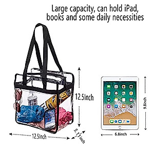 Zeelina Clear Purse Bag Tote Large Transparent PVC Crossbody Handbag Black Stadium Approved Messenger Shoulder Bags for Security Travel Waterproof Sports Fan Tote Bags for Women