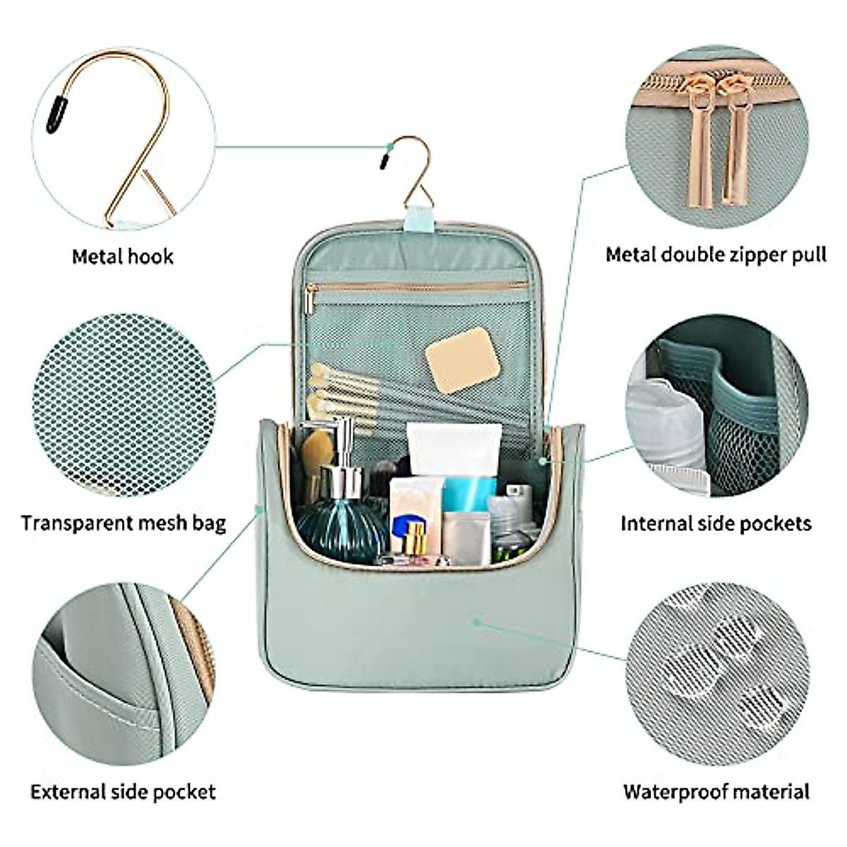 Makeup Bag Travel Cosmetic Bag Hand-Portable Girl Cosmetic Bag For Women Large Toiletry Bag Organizer (Green)