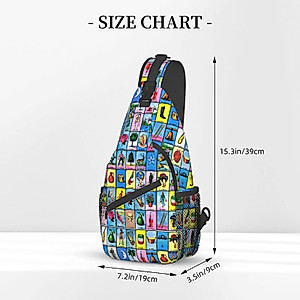 GregTins Colorful Mexican Loteria Cards Cross Chest Bag Diagonally Men Women Crossbody Shoulder Bag Casual Fashion Travel Bag Sling Backpack
