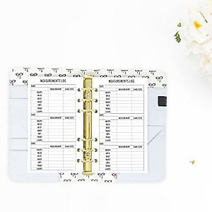 Personal Body Measurements Log Planner Insert Refill, 3.74 x 6.73 inches, Pre-Punched for 6-Rings to Fit Filofax, LV MM, Kikki K, Moterm and Other Binders, 30 Sheets Per Pack