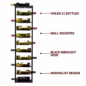 AQAREA Wall Mounted Wine Rack: Metal Hanging 10 Bottle Wine Holder - Black Wine Storage Rack