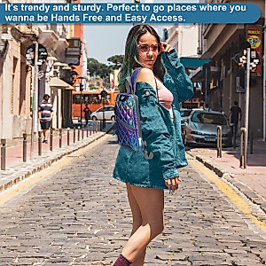 GBLQ PLUS Sling Bags, Iridescent Crossbody Shoulder Puffer Backpack for Women Men Kids, Travel Hiking Small Chest Daypack (Metallic Blue)