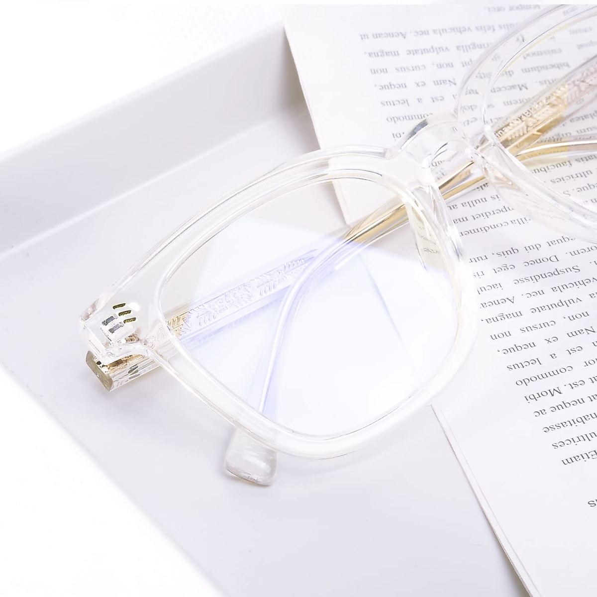 VISOONE Square Classic Blue Light Blocking Glasses with Non Prescription Anti Glare For Women and Men NOE