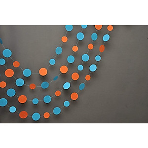 Boston Creative Company Garland - Blue Orange Garland - Beach Wedding - Wedding Garland - Paper Garland - Birthday Party Decorations - Nursery Decor - Blue and Orange Baby Shower - Blue Baby Shower