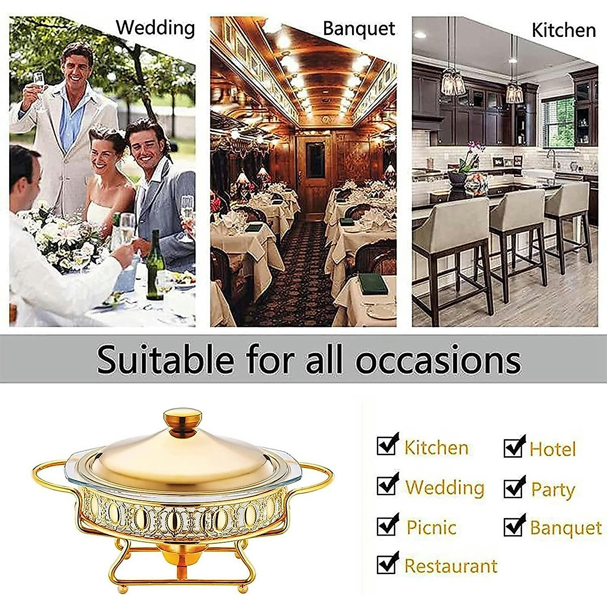 FLTRGO Food Warmer for Parties Buffets, Food Warming Tray Chef Chafing Dish Buffet Set, Stainless Steel Chafer and Buffet Warmers Sets, Catering Buffet Mini Hot Pot Outdoor Picnic Household