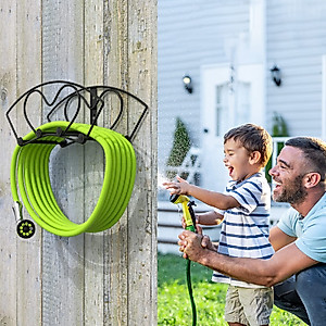 VyGrow Hose Holder Wall Mount, Heavy Duty Garden Hose Holder, Solid Metal Hose Hanger Holds Up to 150ft, Decorative Water Hose Holder for Outside Yard, Garden Hose Storage Hose Reel, Black
