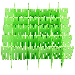 MANCHAP 56 PCS Adjustable Grid Drawer Organizer, DIY Drawer Divider, Plastic Drawer Separators for Kitchen Bedroom Office, Green