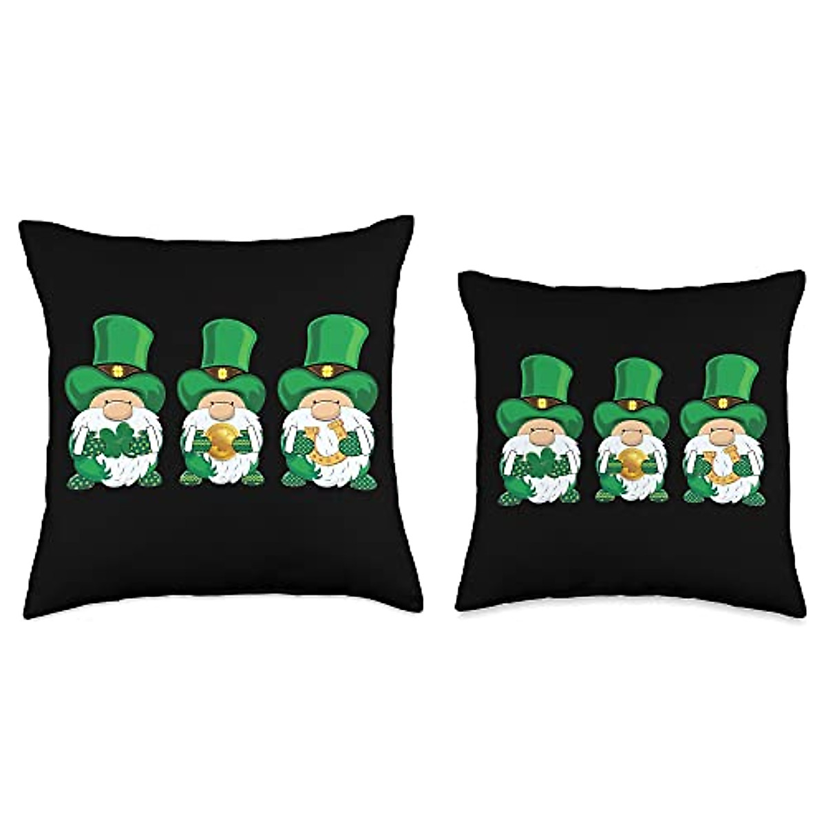 St Patricks Day Gnome Irish Clover Shamrock Gnome Leprechaun St Patricks Day Green Shenanigans Shamrock Throw Pillow, 16x16, Multicolor