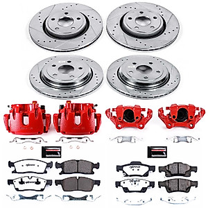 Power Stop KC5955-36 Z36 Truck & Tow Performance Front & Rear Brake Kit with Powder Coated Calipers For Dodge Durango 2011-2017, Jeep Grand Cherokee 2011-2012 [Model Specific]