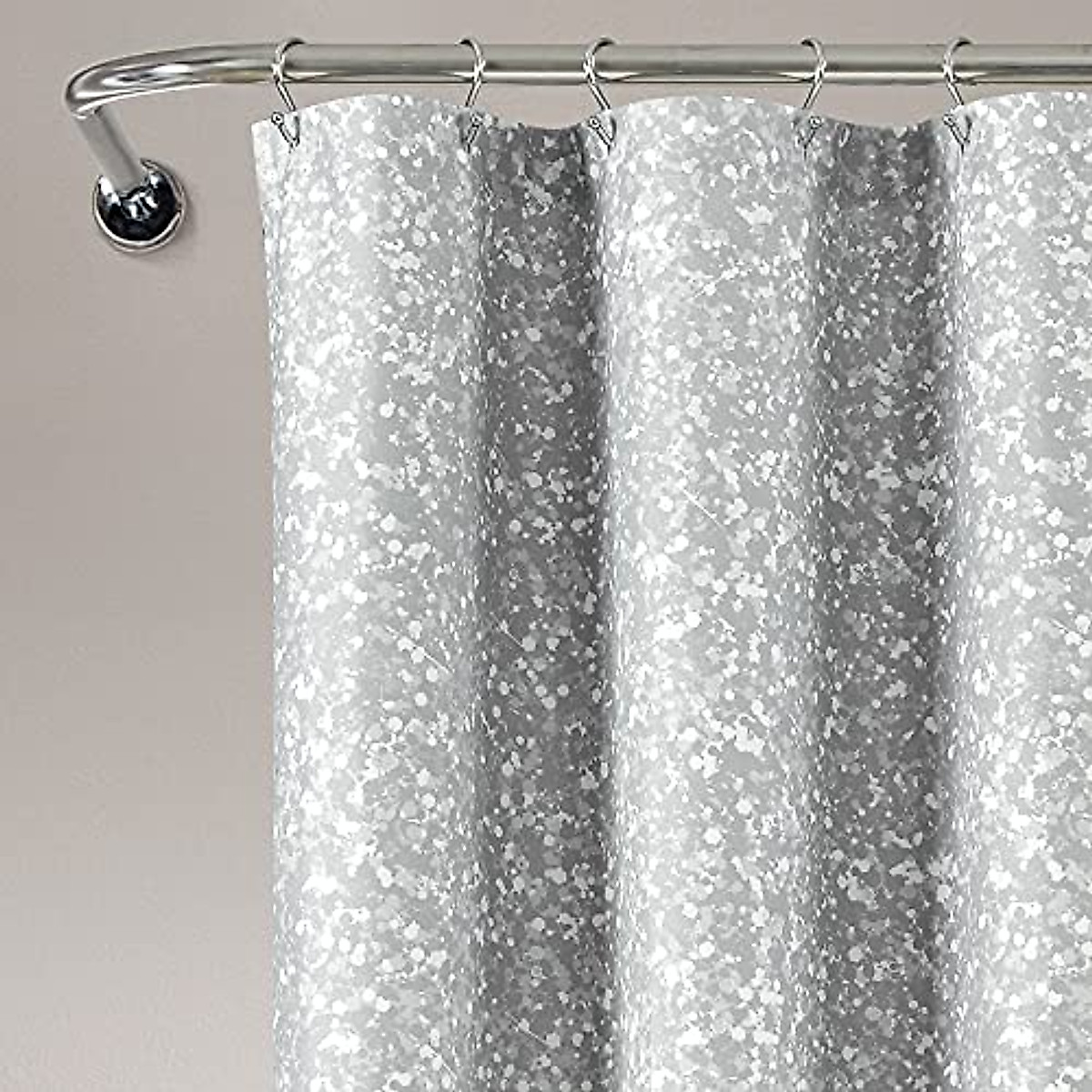 Lush Decor Glitter Ombre Metallic Print Shower Curtain, 72" x 72", Blush & Gray