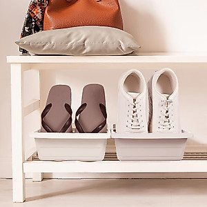 Cabilock 2pcs Storage Shoe Tray, Plastic Shoes Rack, Space-saving Shoe Organizer, No Assembly Required, Multifunctional