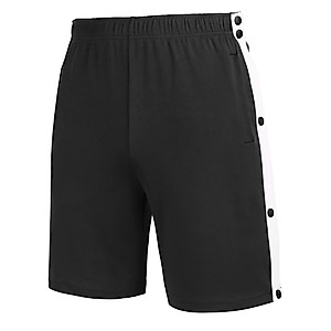 Wataxii Post Surgery Tear Away Shorts for Men Hip Replacement Recovery Snap Breakaway Shorts Comfy Adaptive Clothing Black
