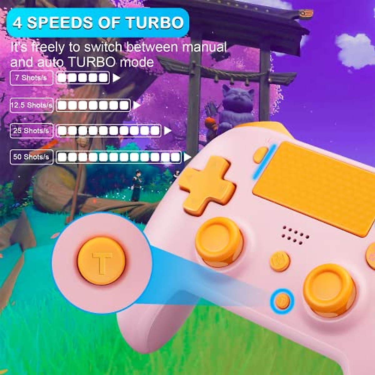 OUBANG Ares Controllers for PS4 Controller Elite, Game Control for Scuf PS4 Controller with Turbo, Joystick Gamepad Work for Playstation 4 Controller with Back Paddles for PS4/PS5/Steam/PC/IOS Pink