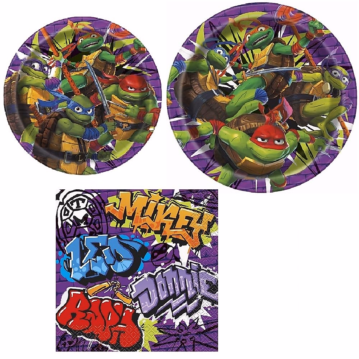 Unique Ninja Turtles Birthday Party Bundle 8 Dinner & 8 Dessert Plates, 16 Luncheon Napkins , For 8 People and 1 Saguaro Acres Party Supply Checklist