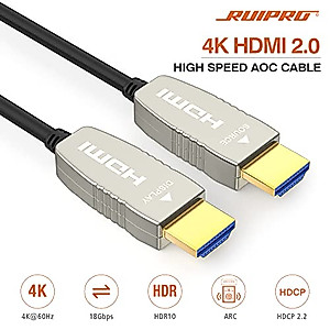 RUIPRO 4K HDMI Fiber Optic Cable 50 Feet 18Gbps 4K@60Hz ARC HDR10 Ultra Slim Flexible HDMI 2.0b Cable