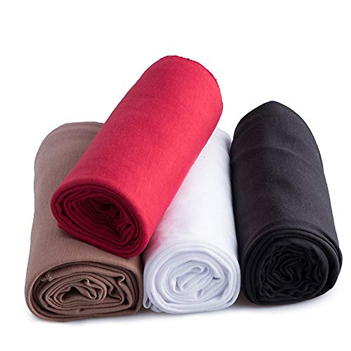 YMHPRIDE 4 Pieces Stretch Jersey Turban Head Wrap Knit Headwraps Urban Hair Scarf Solid Color Ultra Soft Extra Long Breathable Head Band Tie for Women