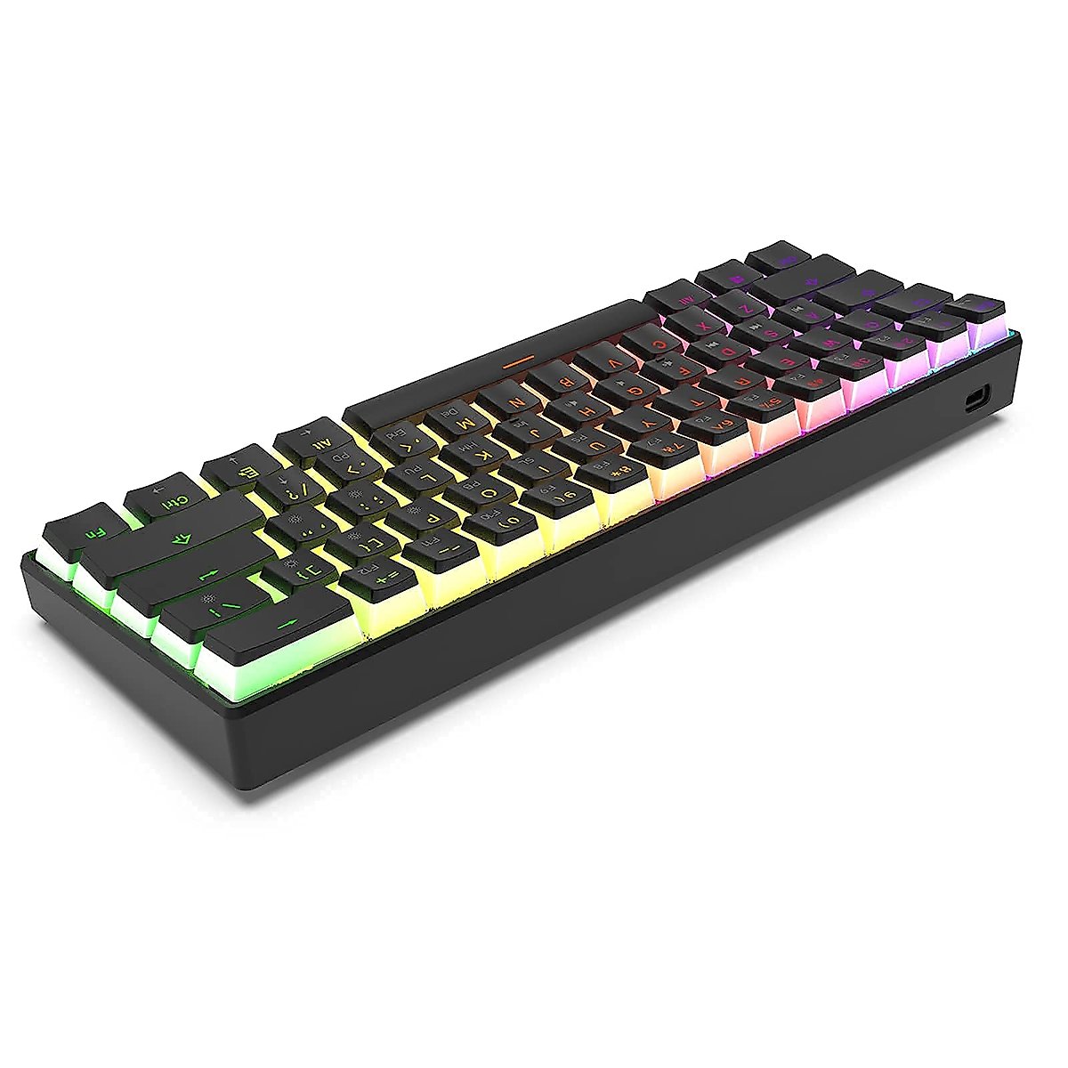 GK GAMAKAY MK61 RGB Pudding Keyboard, 61 Keys Gateron Optical Switch PBT Pudding Keycaps, Hot Swap Backlit Ultra-Compact Wired Gaming Keyboard for Windows Mac PC Gamers (Yellow Switch V2, Black)